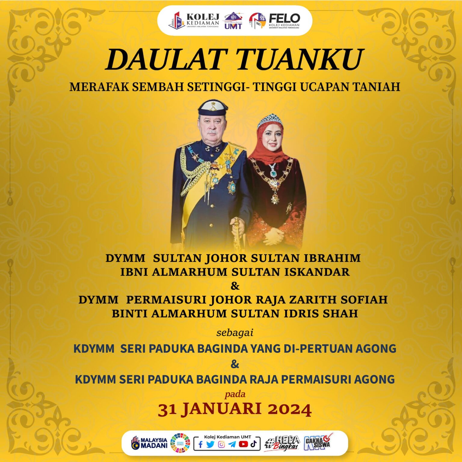 Ucapan Tahniah Kepada Kebawah Duli Yang Maha Mulia Seri Paduka Baginda ...